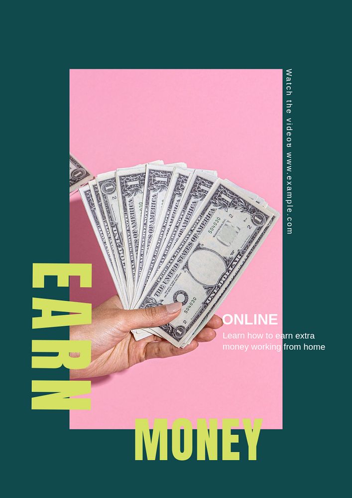 Earn money poster template, customizable | Premium Editable Template ...