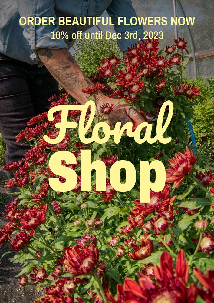 Florist poster template, editable text | Premium Editable Template ...