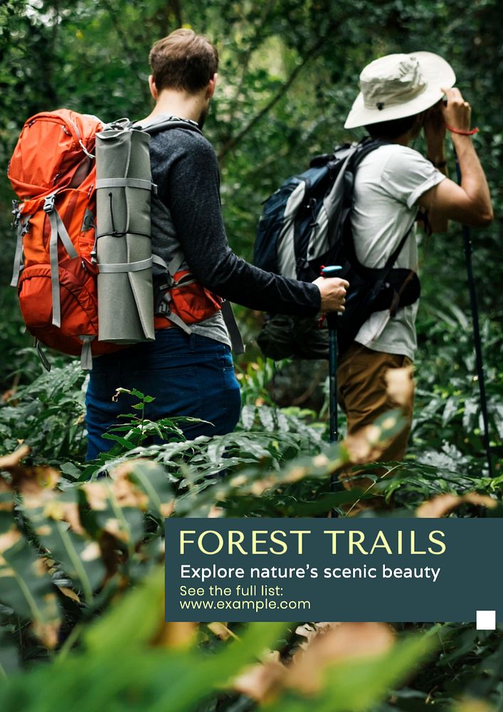 Forest trails poster template, editable | Premium Editable Template ...