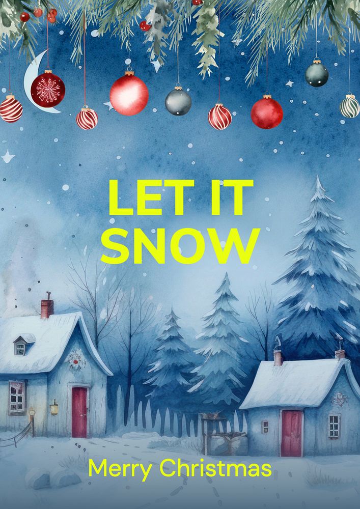 Let it snow poster template | Premium Editable Template - rawpixel