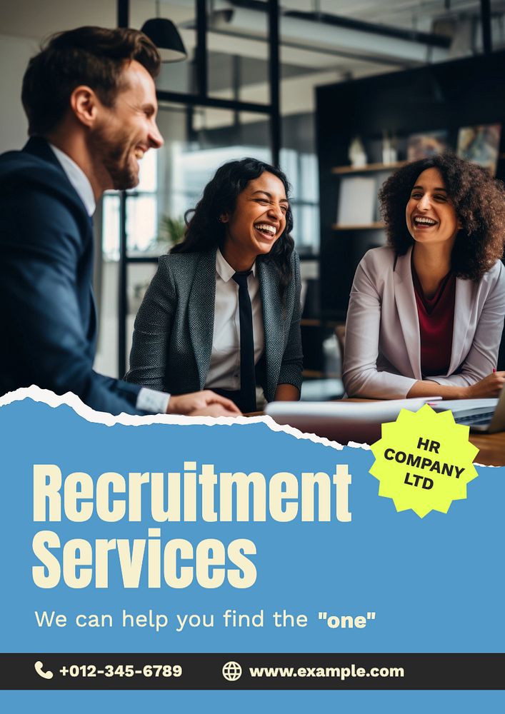 Recruitment services poster template | Premium Editable Template - rawpixel