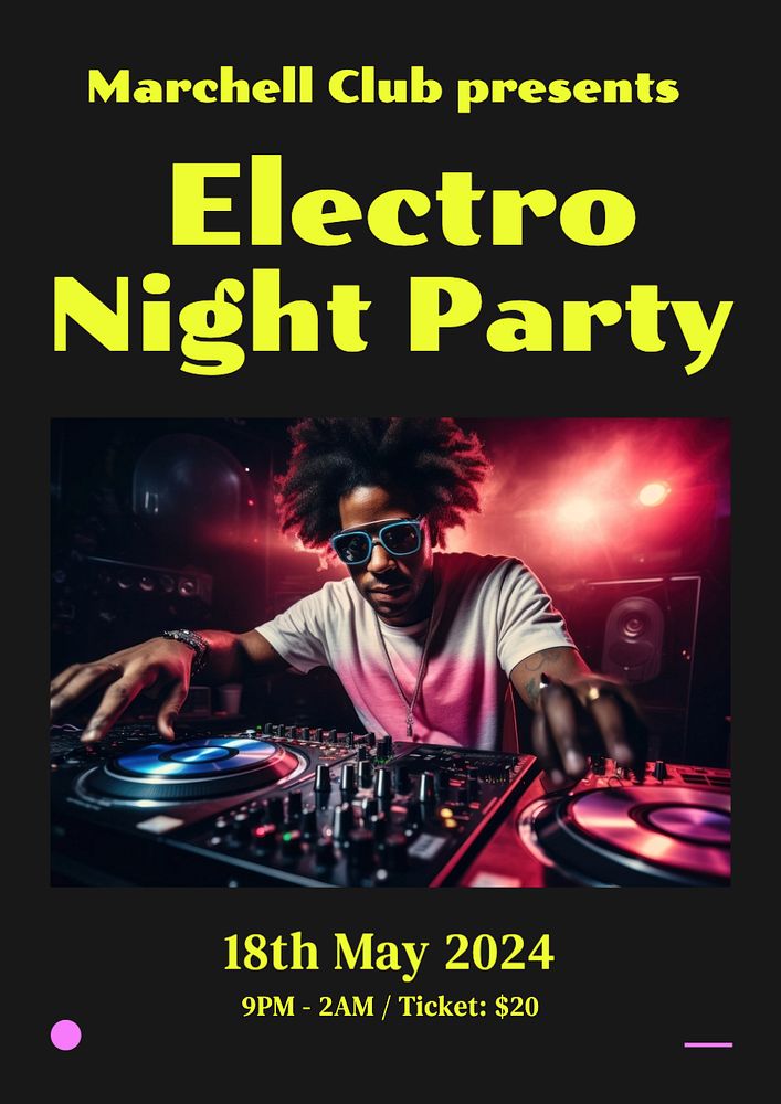 Electro night party poster template | Premium Editable Template - rawpixel
