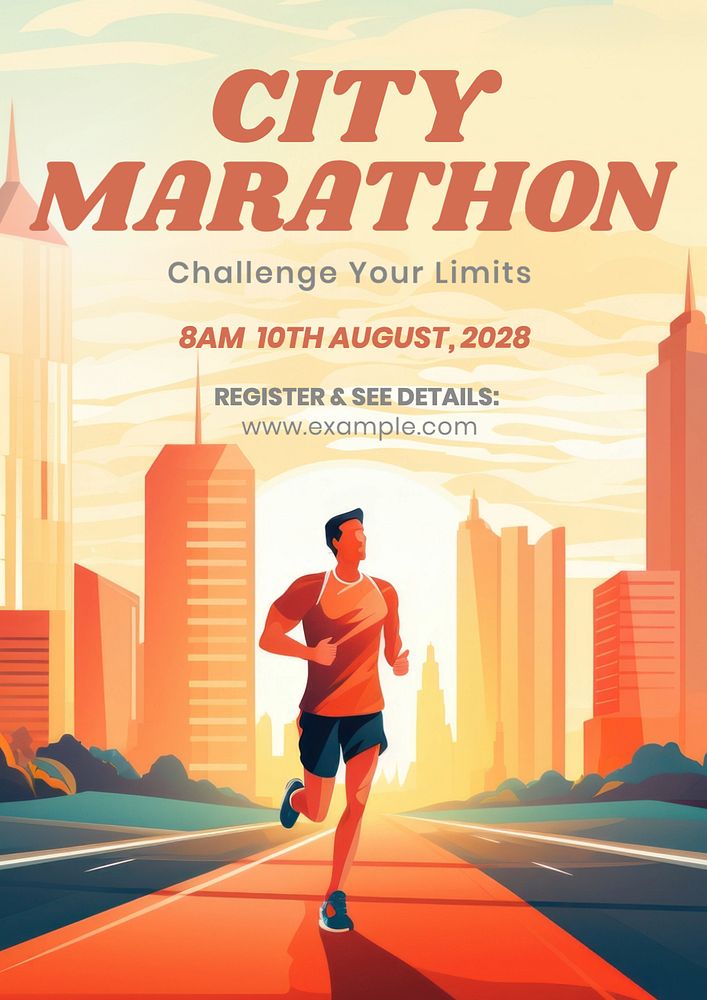 City marathon poster template | Premium Editable Template - rawpixel