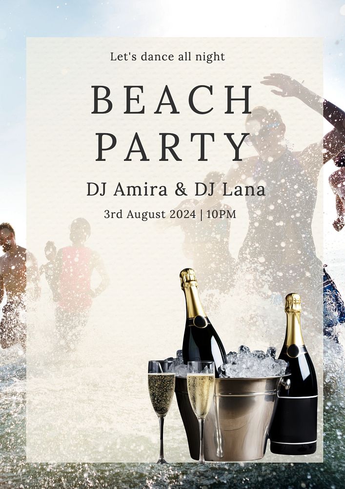 Beach party poster template | Premium Editable Template - rawpixel