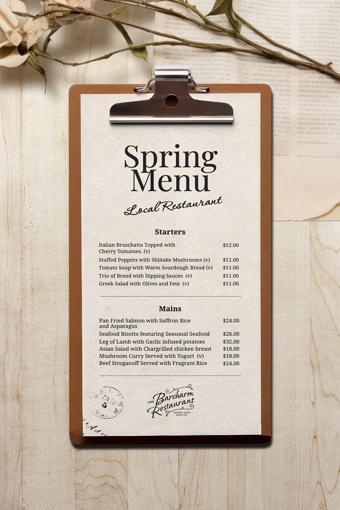 Restaurant menu paper mockup, editable | Premium Mockup Generator ...