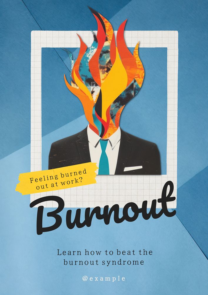 Burnout & stress poster template | Premium Editable Template - rawpixel