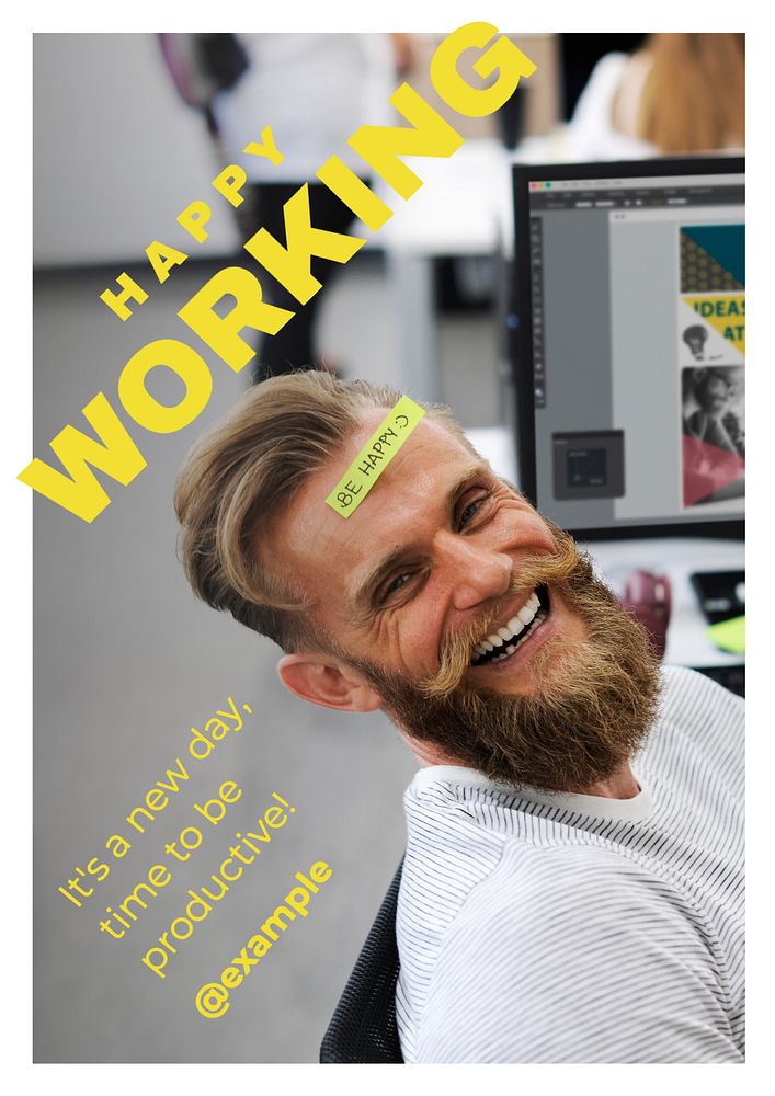 Happy working poster template | Premium Editable Template - rawpixel