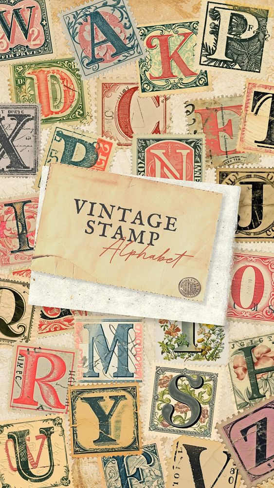 Vintage stamp alphabets Pinterest banner | Premium Editable Design ...