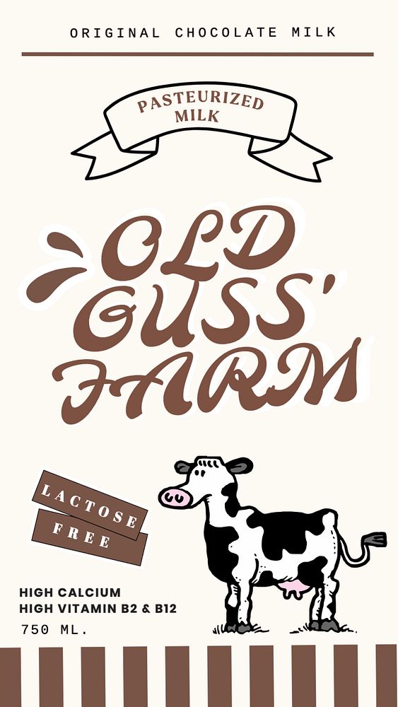 Pasteurized milk label template, editable | Premium Editable Template ...