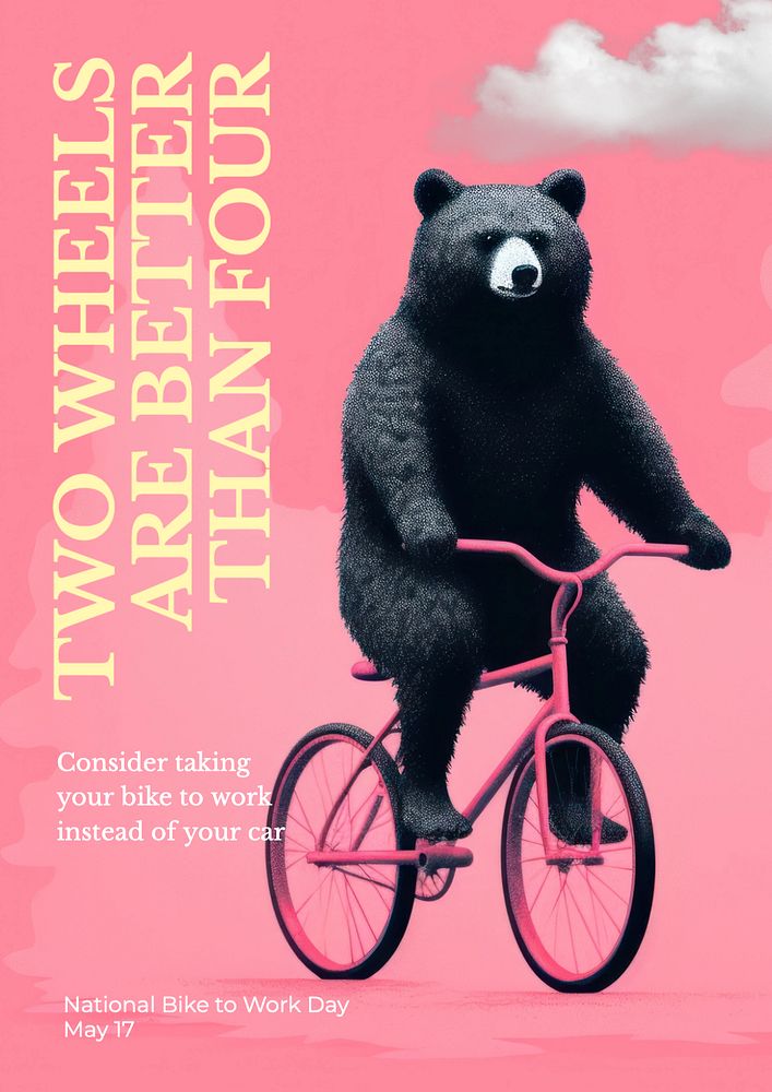 Bike to work poster template | Free Editable Template - rawpixel