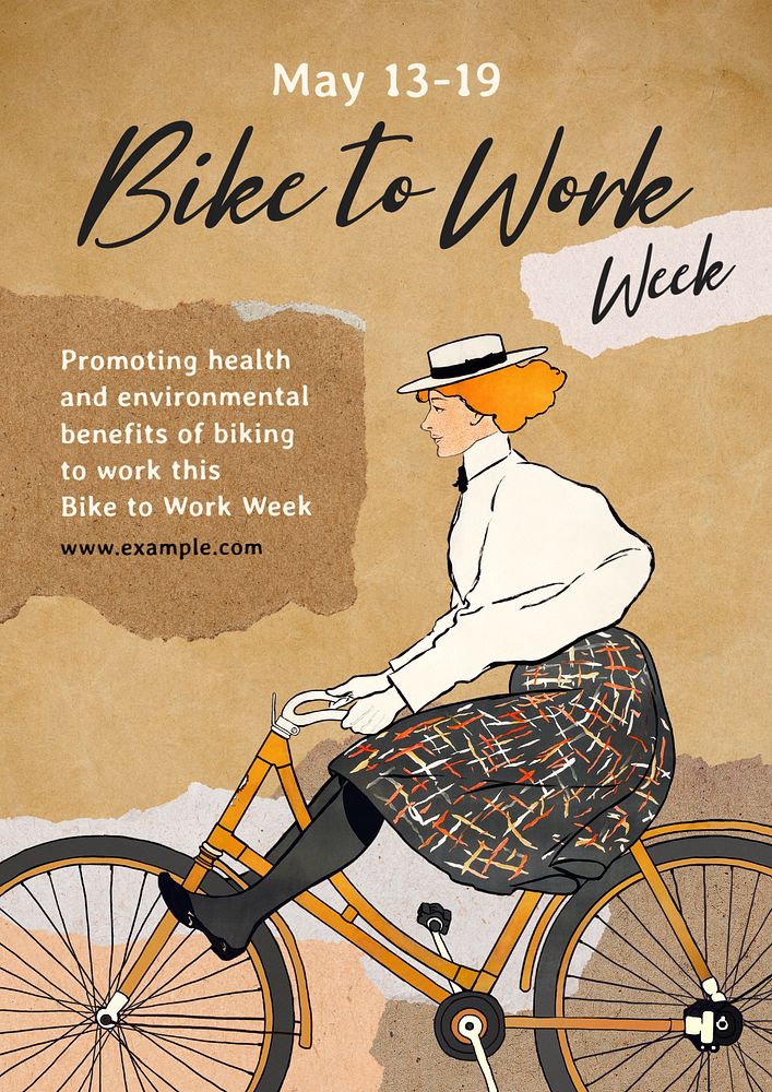 Bike to work poster template | Free Editable Template - rawpixel