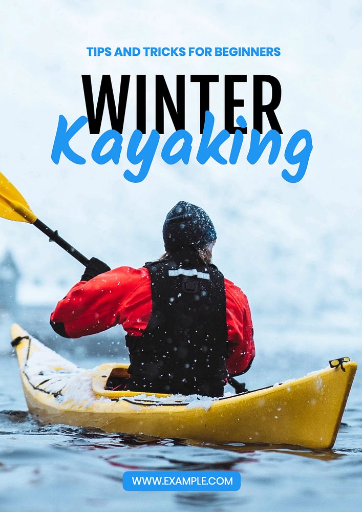 Winter kayaking poster template | Premium Editable Template - rawpixel