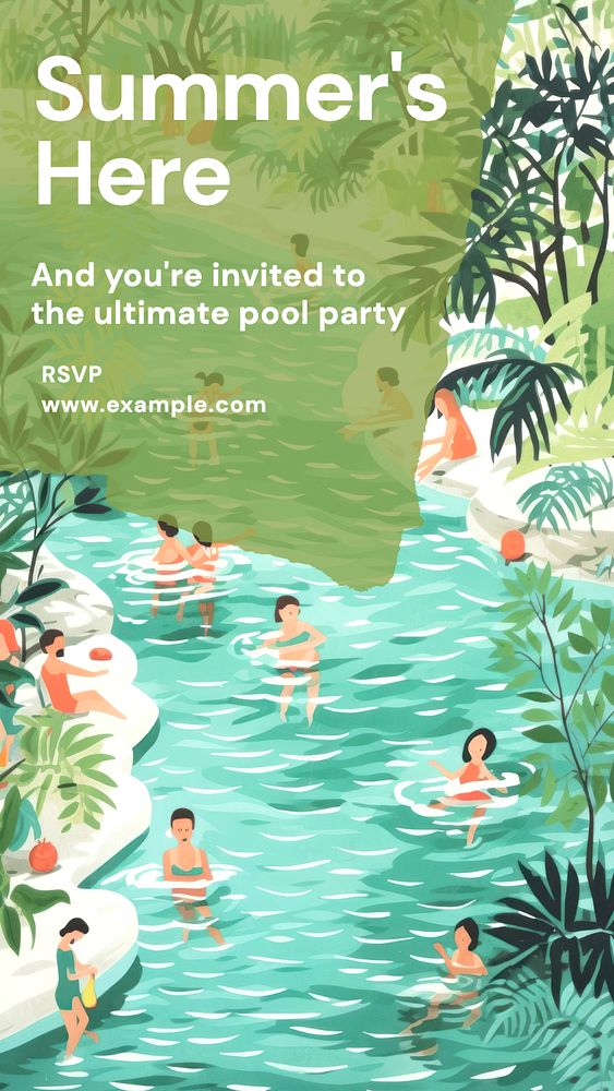 Summer pool party Facebook story | Premium Editable Template - rawpixel