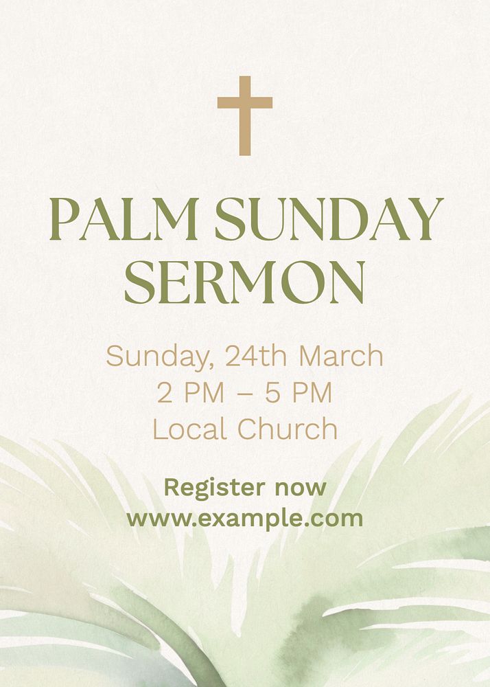 Palm Sunday sermon poster template | Premium Editable Template - rawpixel