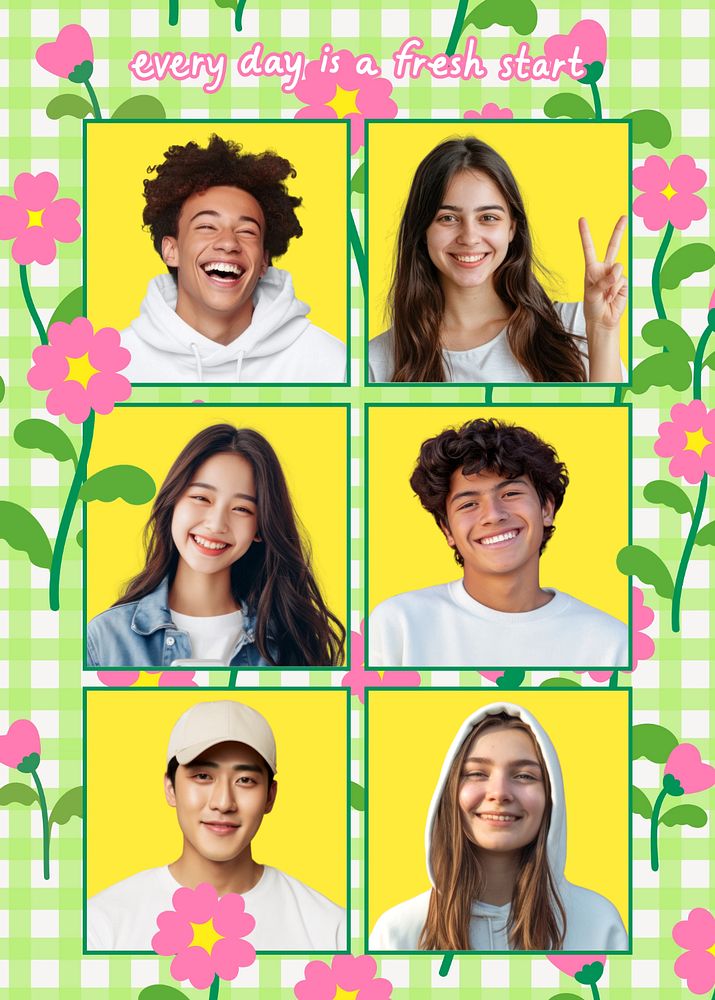 Cute floral people photo collage, | Premium Photo Collage Maker - rawpixel