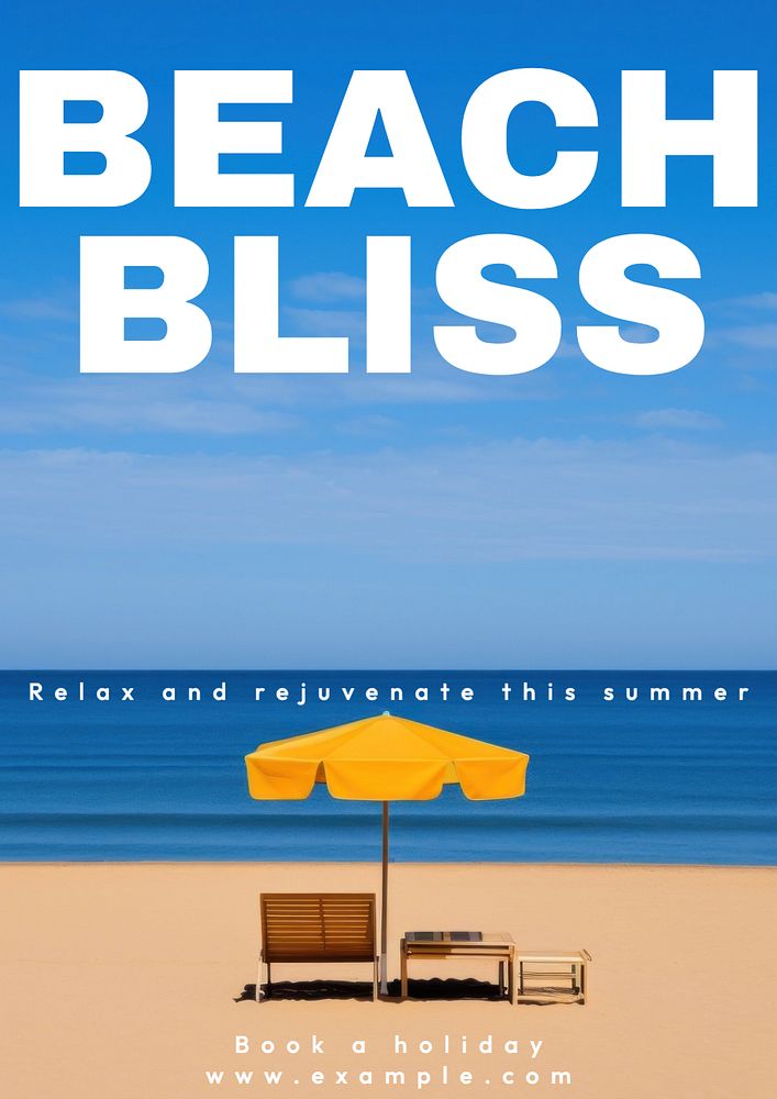 Beach holiday poster template | Premium Editable Template - rawpixel