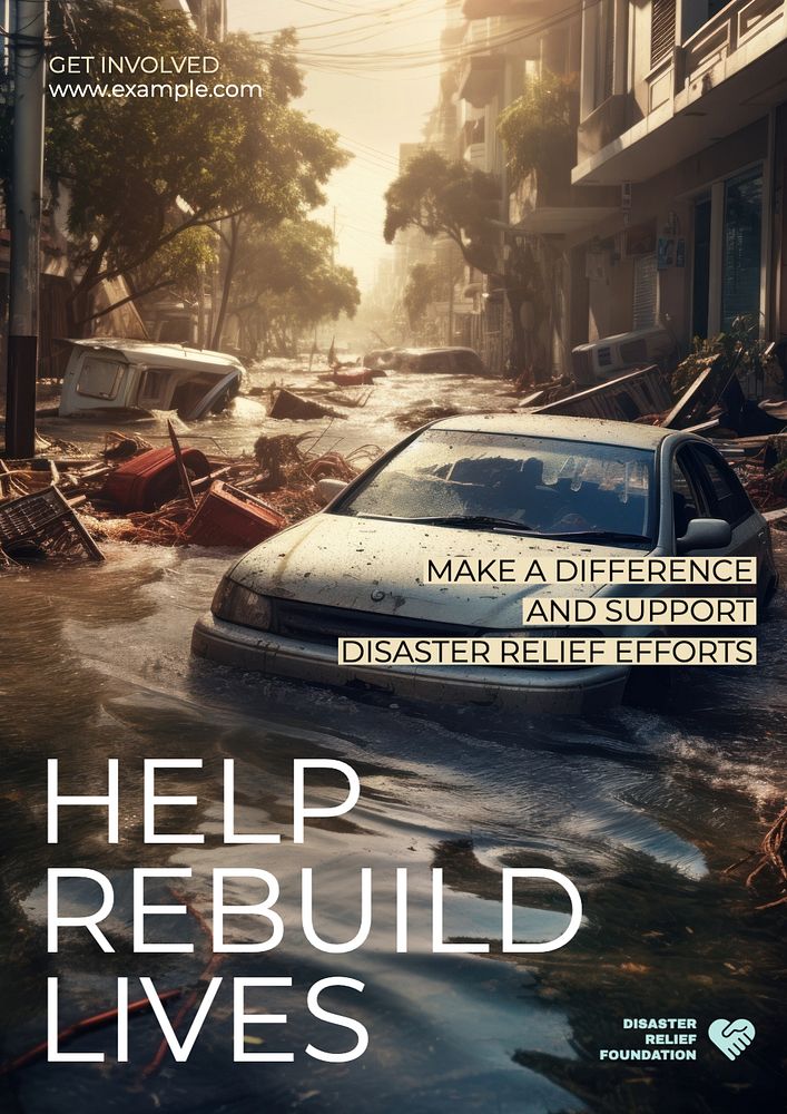 Disaster relief poster template | Free Editable Template - rawpixel
