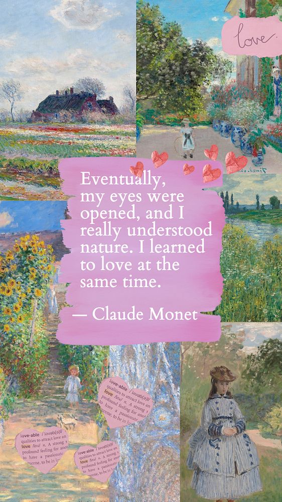 Monet quote mobile wallpaper, editable | Premium Editable Template ...