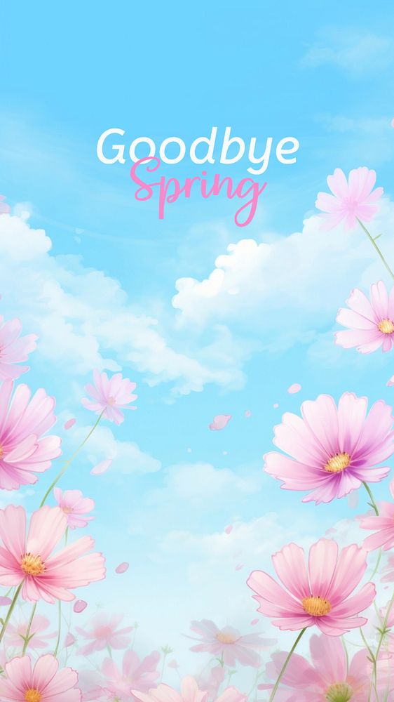 Goodbye spring mobile wallpaper template | Premium Editable Template ...