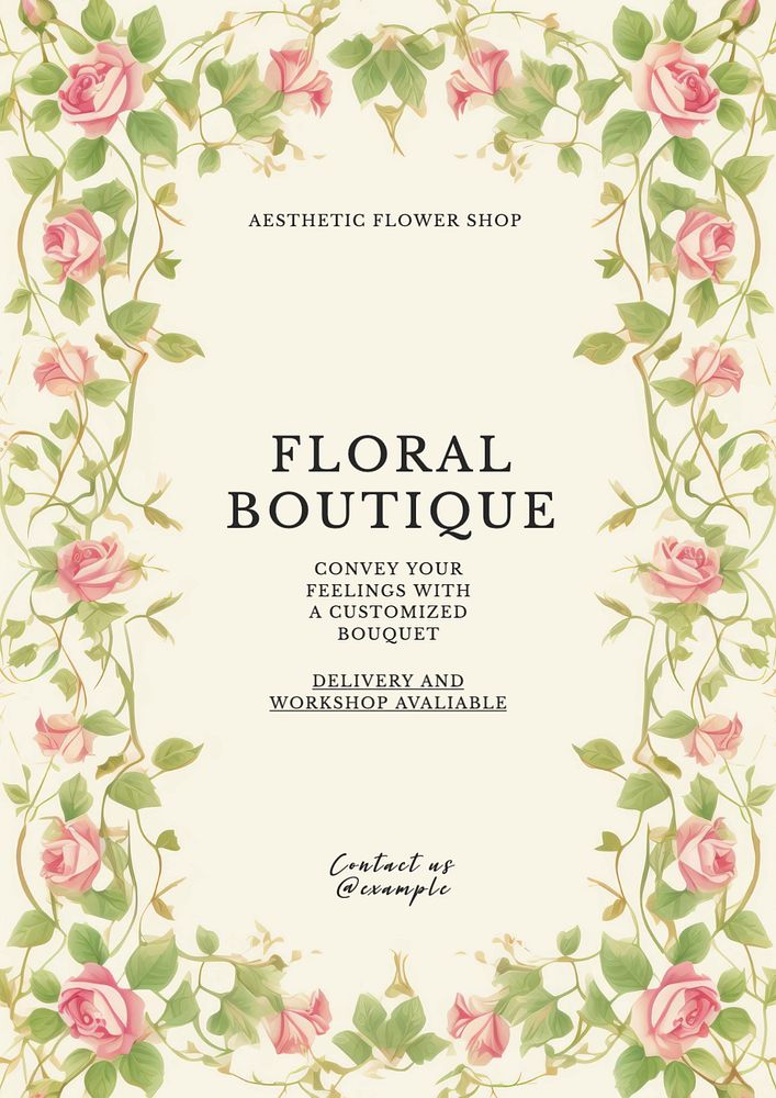 Floral boutique poster template | Premium Editable Template - rawpixel