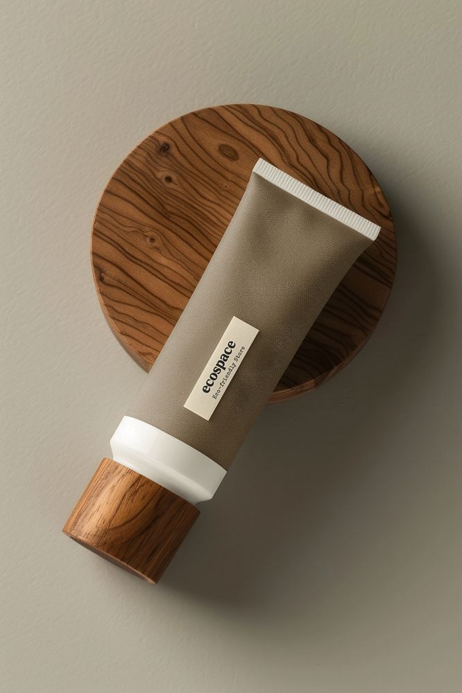 Brown skincare tube label mockup, | Premium Mockup Generator - rawpixel