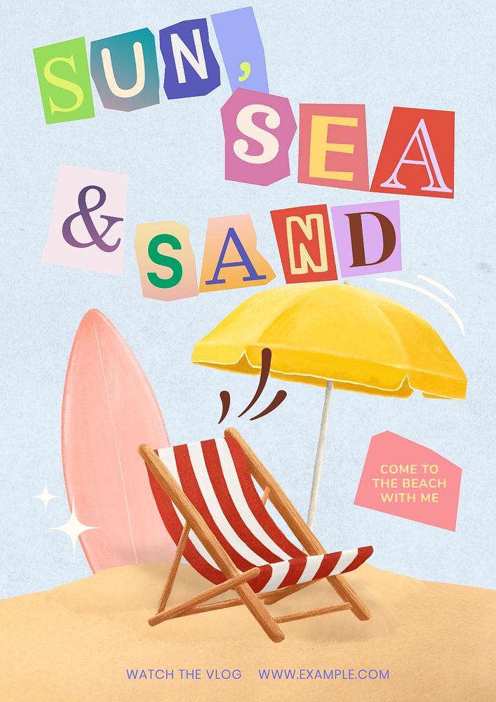 Beach vlog poster template | Premium Editable Template - rawpixel