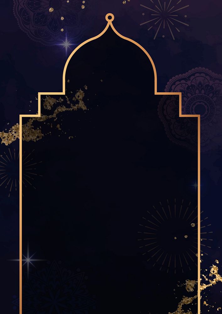 Blue mosque frame background, Diwali | Free Editable Design - rawpixel