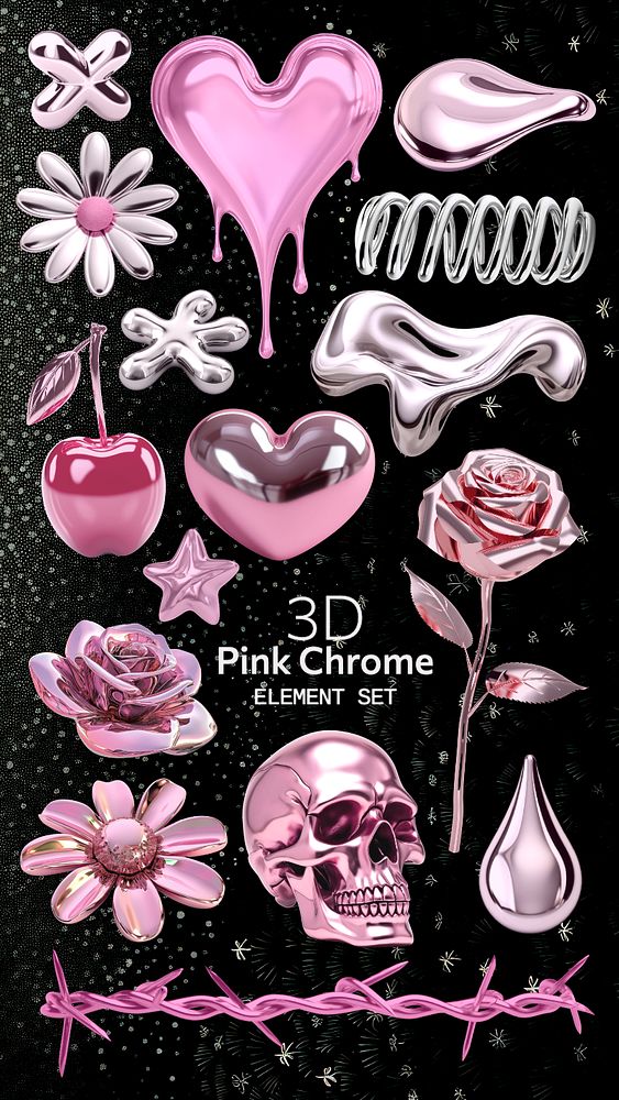 Editable 3d pink chrome shape | Premium Editable Design - rawpixel