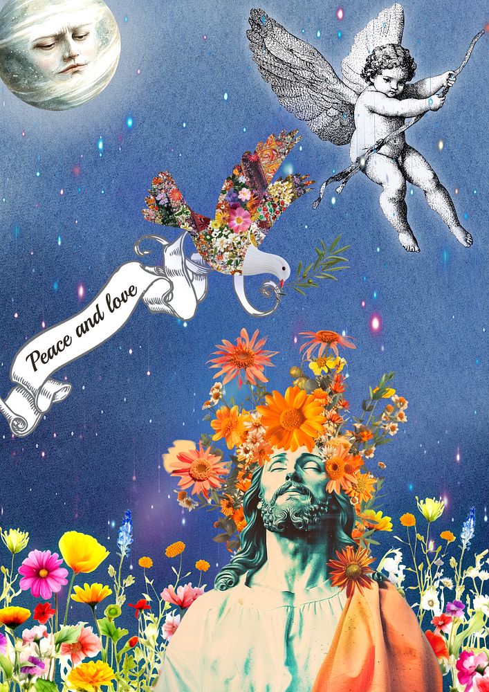 Vintage Jesus collage poster | Free Editable Template - rawpixel