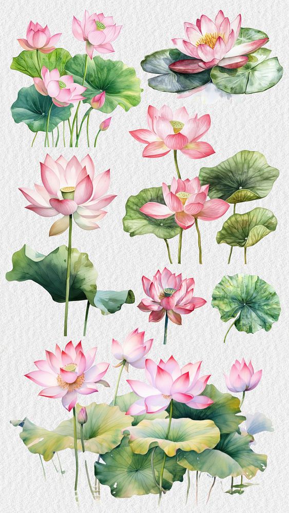 Elegant lotus flower illustrations, editable | Premium Editable Design ...