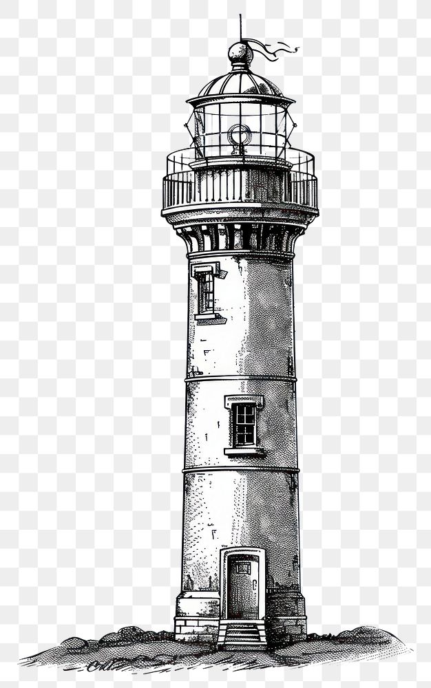 PNG Vintage lighthouse ink drawing | Free PNG - rawpixel