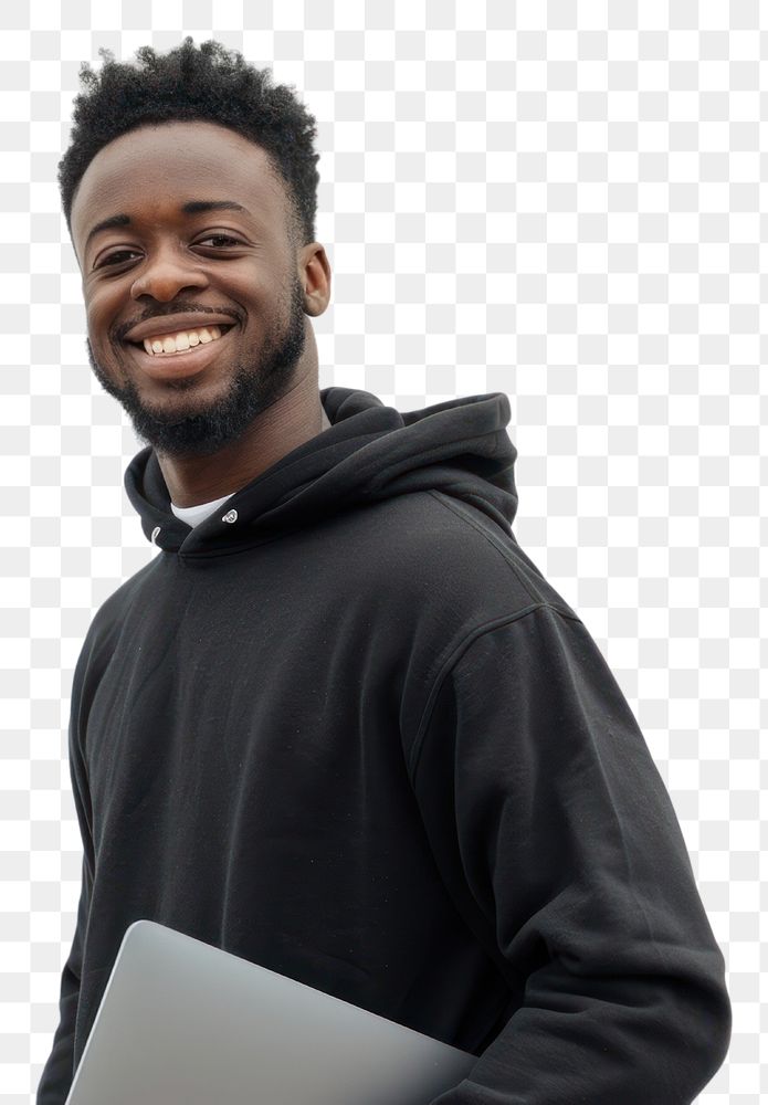 PNG Smiling man holding laptop | Free PNG - rawpixel