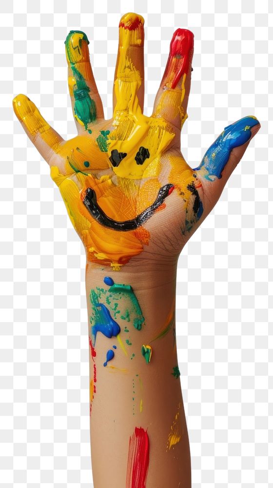 PNG Colorful painted hand art | Free PNG - rawpixel