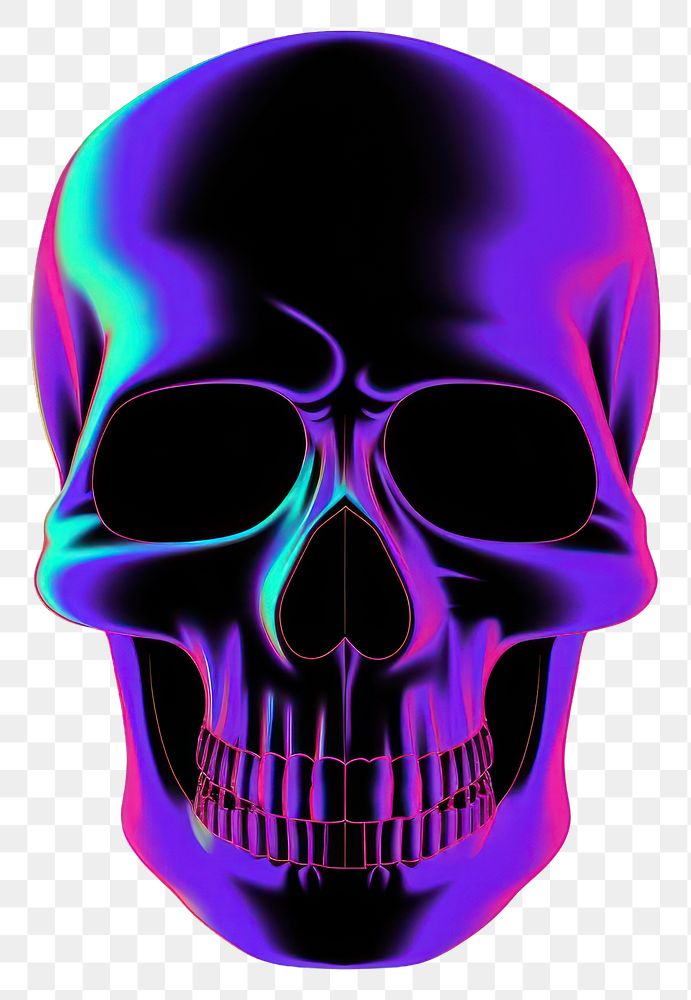 Vibrant neon skull graphic | Free PNG - rawpixel