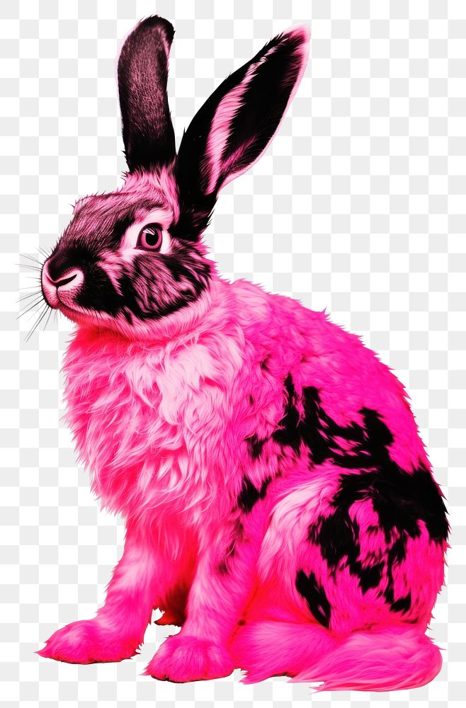PNG Vibrant pink rabbit illustration | Free PNG - rawpixel