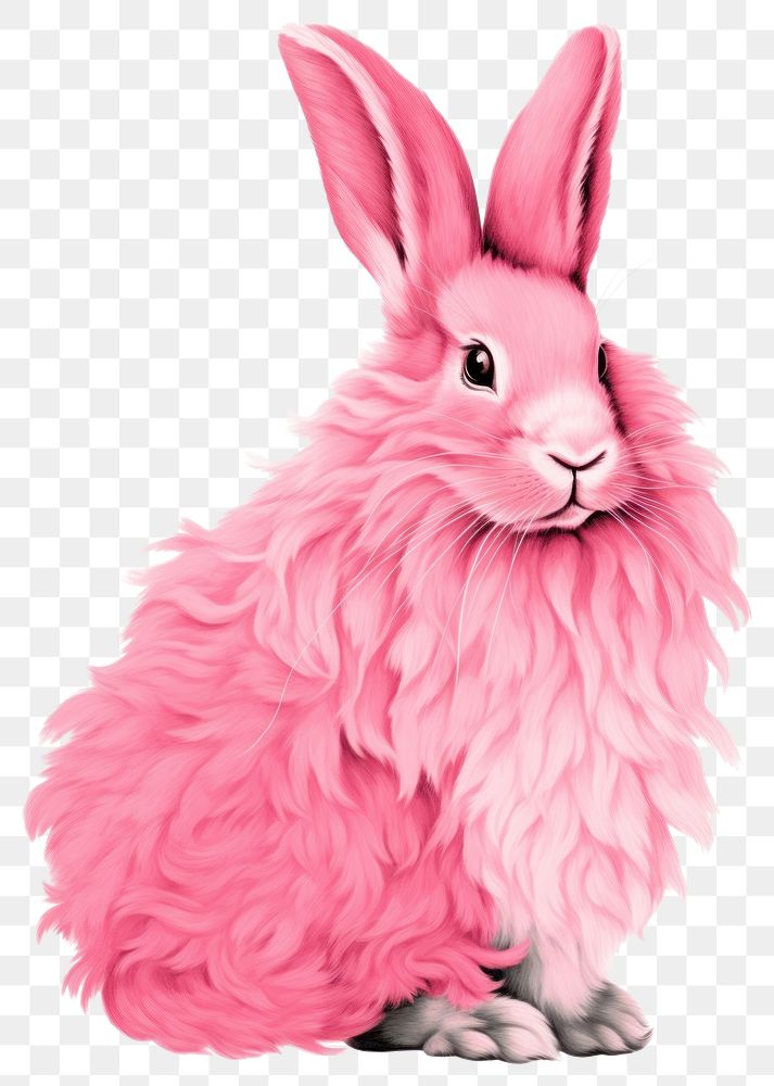 PNG Fluffy pink rabbit illustration | Free PNG - rawpixel