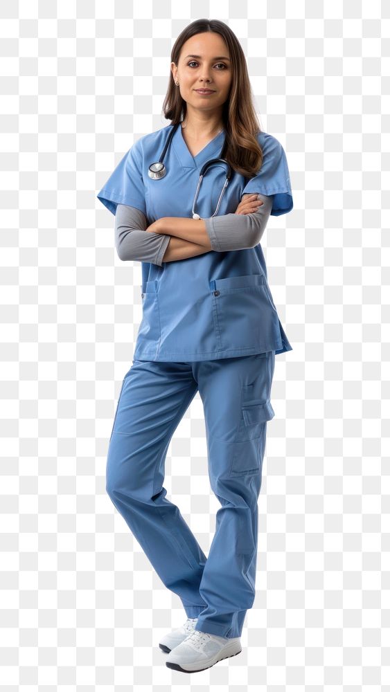PNG Confident nurse blue scrubs | Premium PNG - rawpixel