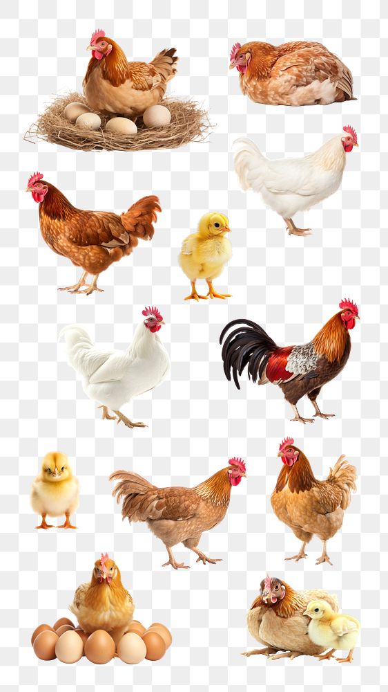 PNG chicken element set, transparent | Free PNG - rawpixel