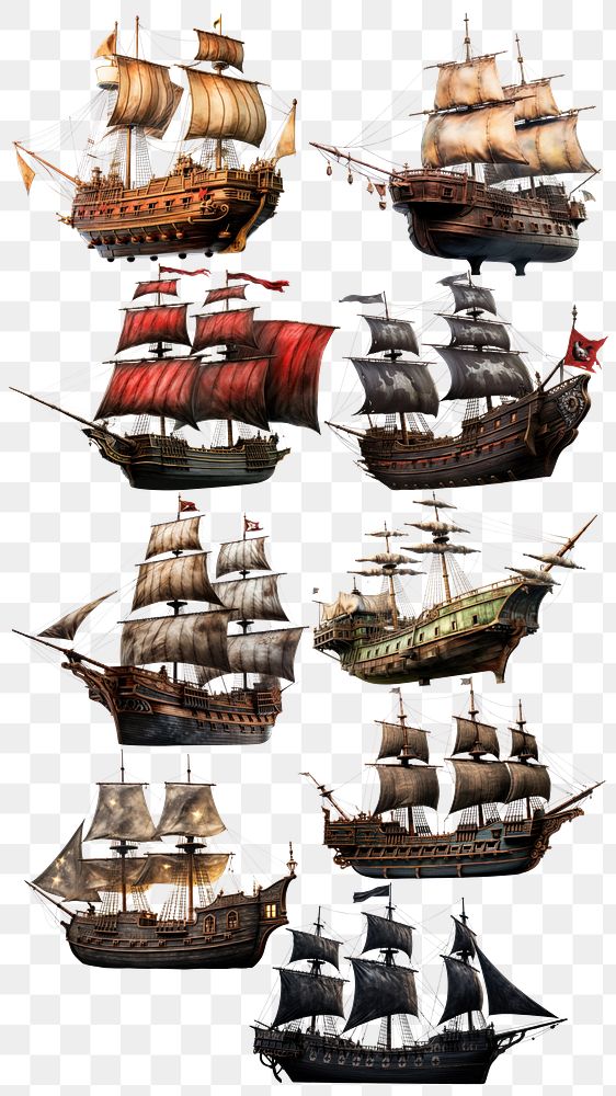 PNG pirate ship element set | Free PNG - rawpixel