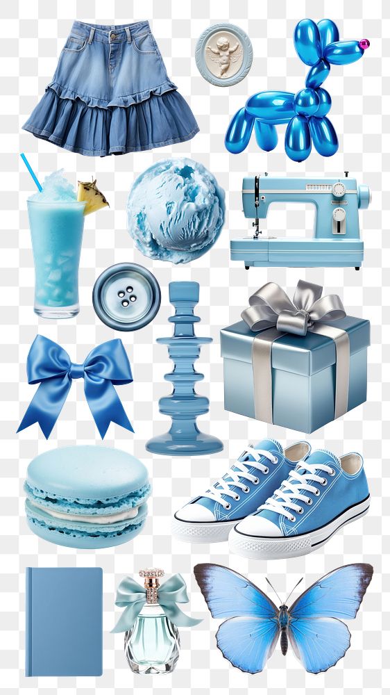 PNG blue various object element | Premium PNG - rawpixel