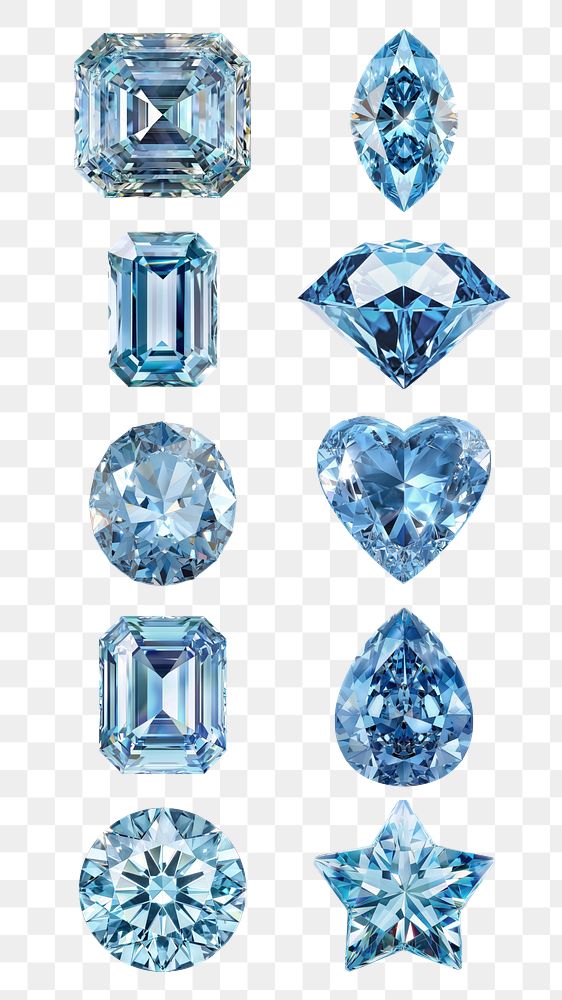 PNG blue diamond element set, | Premium PNG - rawpixel