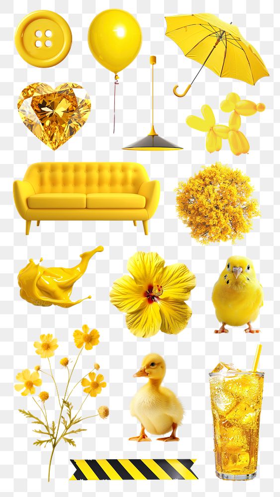PNG yellow object element set, | Free PNG - rawpixel