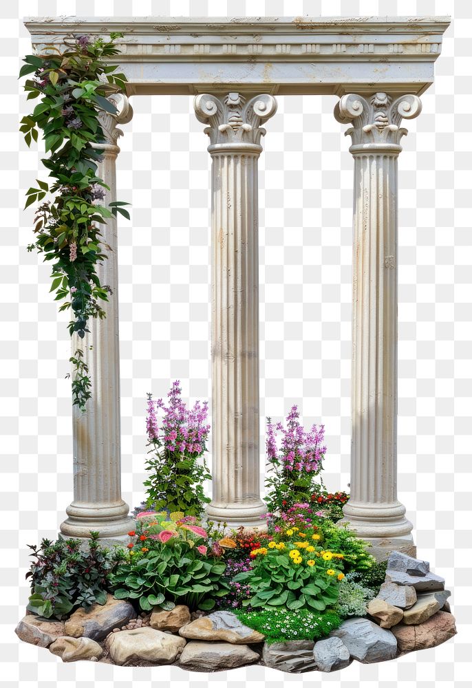Ancient columns garden decor | Free PNG - rawpixel