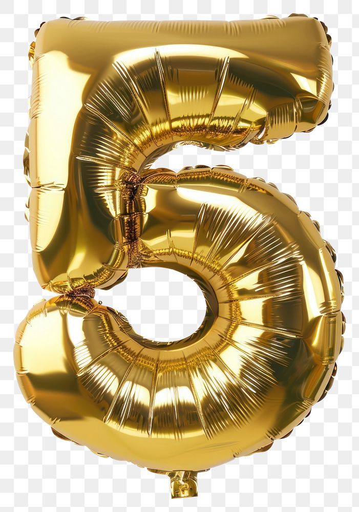 PNG Gold balloon number five | Premium PNG - rawpixel