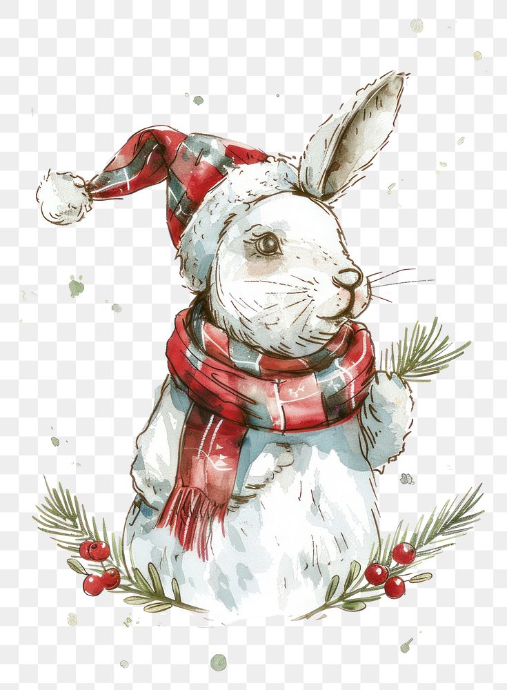 PNG Festive rabbit winter attire | Free PNG - rawpixel