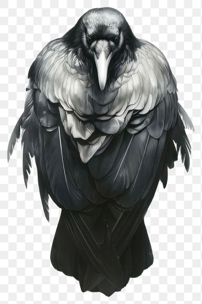 PNG Detailed monochrome raven illustration | Free PNG - rawpixel