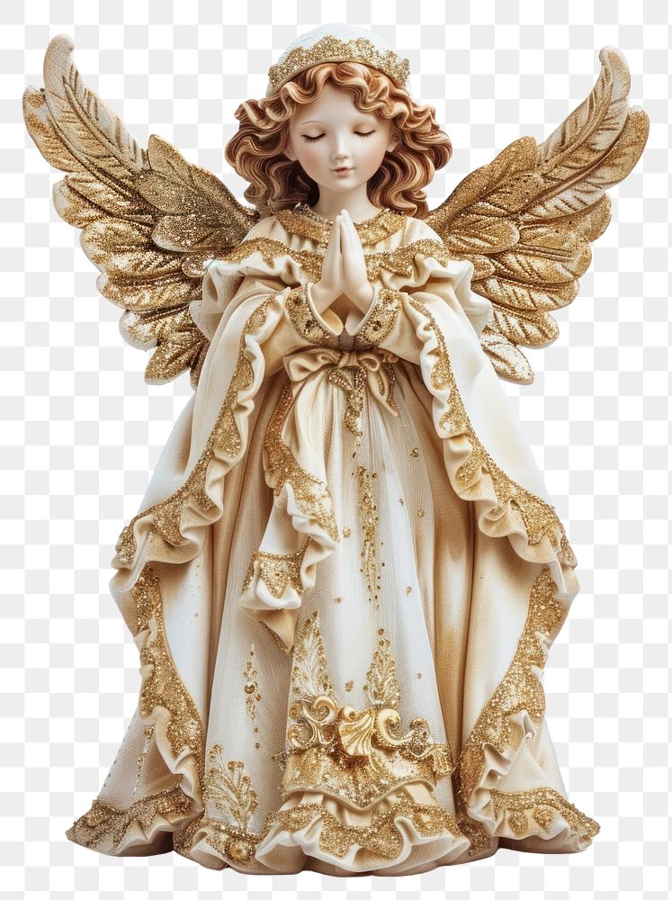 Elegant golden angel figurine praying | Free PNG - rawpixel