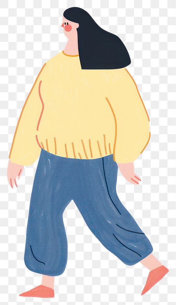 Stylized walking person illustration | Free PNG - rawpixel