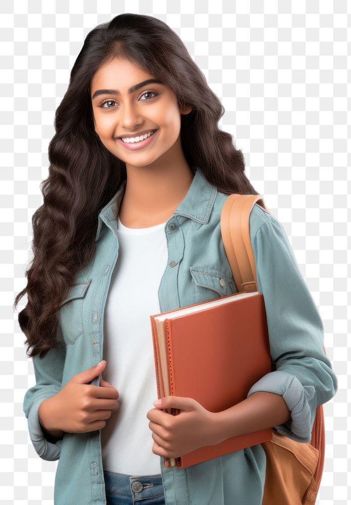 PNG Smiling Indian student holding | Free PNG - rawpixel