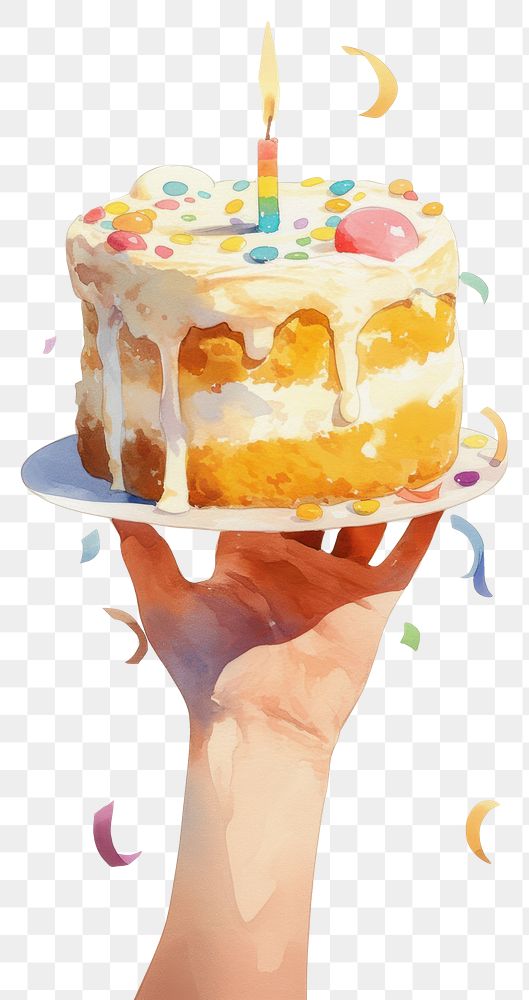 PNG Hand holding birthday cake | Premium PNG - rawpixel